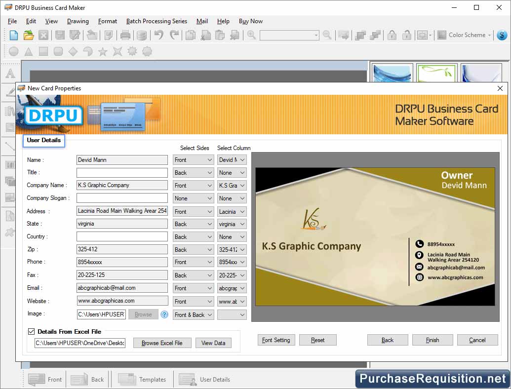 Business card maker software design visiting commercial cards