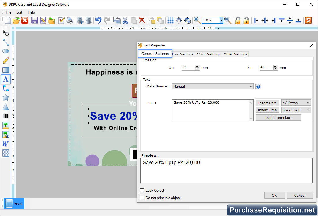 Card design software create business visiting identification cards label